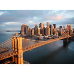 papermoon Fototapete "Brooklyn Bridge Morning" Tapeten Gr. B/L: 5 m x 2,8 m, Bahnen: 10 St., bunt (mehrfarbig) Fototapeten