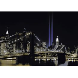 papermoon Fototapete "New York by night" Tapeten Gr. B/L: 5 m x 2,8 m, Bahnen: 10 St., bunt (mehrfarbig) Fototapeten