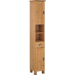 Hochschrank Home Affaire "Oslo" Schränke Gr. B/H/T: 30 cm x 177 cm x 30 cm, 2 St., beige (natur gebeizt, gewachst) Badmöbelserien