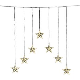 Konstsmide LED-Lichtervorhang Weihnachtsdeko aussen, mit 7 Sternen, 35 warmweiße Dioden, transparentes Kabel, weiß
