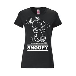 logoshirt T-Shirt 'Snoopy - Happy' Damen Gr&ouml;&szlig;e M schwarz / wei&szlig;