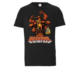 logoshirt T-Shirt 'Deadpool' Herren Gr&ouml;&szlig;e S gelb / orange / schwarz / wei&szlig;