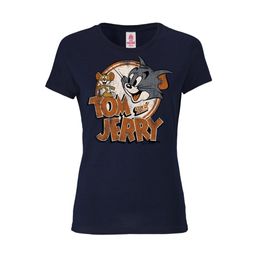 logoshirt T-Shirt 'Tom & Jerry' Damen Gr&ouml;&szlig;e S beige / dunkelblau / braun