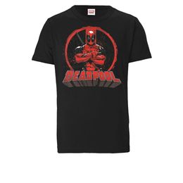 logoshirt T-Shirt 'Deadpool' Herren Gr&ouml;&szlig;e XS anthrazit / blutrot / schwarz
