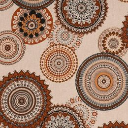 OTTO Stoff Dekostoff Halbpanama Leinenlook Geometric Mandala natur braun 1,40m, beige|braun