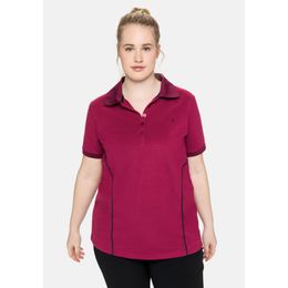 sheego Große Größen: Poloshirt in Piqué-Qualität, mit Teilungsnähten, himbeere, Gr.44/46