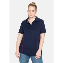 sheego Große Größen: Poloshirt in Piqué-Qualität, mit Teilungsnähten, marine, Gr.40/42