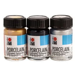 Marabu Porzellanmalfarben-Set "Metallic", 3x 15 ml