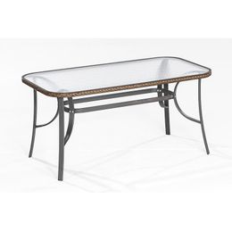 Merxx Roma Tisch 150 x 80 cm braun Aluminium/Kunststoffgeflecht