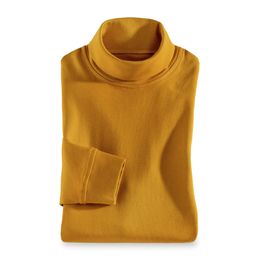Walbusch Herren Shirts Gelb einfarbig wärmend