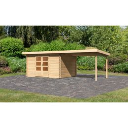 Karibu Blockbohlenhaus 'Rieneck 7' Set 3 inkl. Anbau 640 x 297 x 222 cm naturfarben
