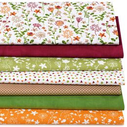 buttinette Patchwork- und Quiltpaket "Wiesenblumen", grün/marsala/orange