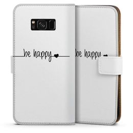 DeinDesign Handyhülle Statement Glück Motiv ohne Hintergrund be happy transparent, Samsung Galaxy S8 Plus Hülle Handy Flip Case Wallet Cover, weiß