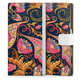 DeinDesign Handyhülle Muster Ornamente Mandala Floral Autumn 1, Sony Xperia XZ Hülle Handy Flip Case Wallet Cover Handytasche Leder, weiß
