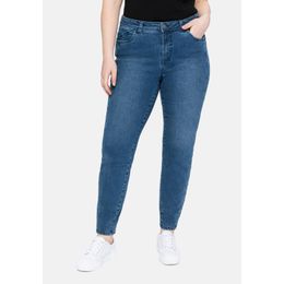 sheego Große Größen: Slim Jeans mit vorverlegter Teilungsnaht, blue Denim, Gr.46
