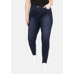 sheego Große Größen: Skinny Jeans mit Gummibund und Push-up-Effekt, blue black Denim, Gr.48