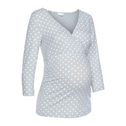 Lascana Umstand Pyjama Damen Gr&ouml;&szlig;e XS grau / wei&szlig; Winterkleid