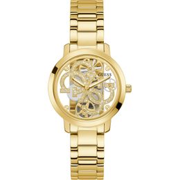 Quarzuhr Guess "GW0300L2,QUATTRO CLEAR" Armbanduhren goldfarben Damen Quarzuhr Quarzuhren