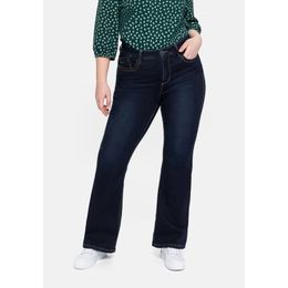 sheego Große Größen: Bootcut Jeans mit REPREVE® Polyesterfasern, blue black Denim, Gr.58