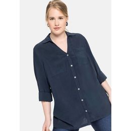 sheego Große Größen: Bluse mit V-Ausschnitt und Brusttaschen, nachtblau, Gr.42