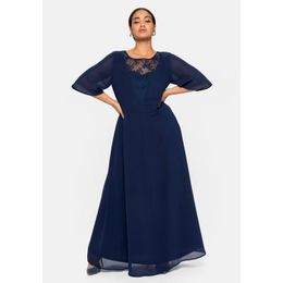 sheego Große Größen: Abendkleid aus Chiffon, mit Spitzen-Einsatz, marine, Gr.54