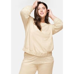 sheego Große Größen: Oversized-Sweatshirt mit Gummibund am Saum, beigefarben, Gr.52/54