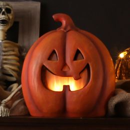 Köhko Gartenzwerg Kürbislaterne mit LEDs für Halloween Weihnachten Ostern, orange