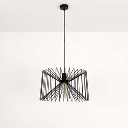 Licht-Erlebnisse Pendelleuchte NESS, ohne Leuchtmittel, Hängelampe Schwarz lackierter Stahl E27 Vintage Küche