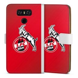 DeinDesign Handyhülle 1. FC Köln Offizielles Lizenzprodukt EffZeh 1. FC Köln rot, LG G6 Hülle Handy Flip Case Wallet Cover Handytasche Leder, weiß