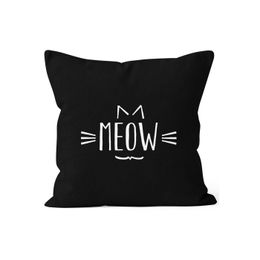 MoonWorks Dekokissen Kissenbezug Meow Miau Katze Cat Kissenhülle Dekokissen 40x40 Baumwolle MoonWorks
