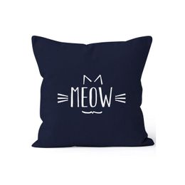 MoonWorks Dekokissen Kissenbezug Meow Miau Katze Cat Kissenhülle Dekokissen 40x40 Baumwolle MoonWorks