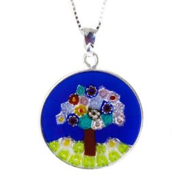 Bella Carina Kette mit Anhänger Millefiori Murano Glas Anhänger Baum des Lebens 2