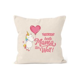 MoonWorks Dekokissen Kissenbezug Einhorn Muttertag Beste Mama der Welt Unicorn Mother`s Day 40x40 Baumwolle MoonWorks®