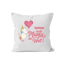 MoonWorks Dekokissen Kissenbezug Einhorn Muttertag Beste Mama der Welt Unicorn Mother`s Day 40x40 Baumwolle MoonWorks®