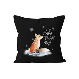 Autiga Dekokissen Kissenbezug Baby it`s cold outside Fuchs Winter Kissen-Hülle Weihnachten Schnee Fox Autiga®