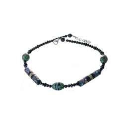 Bella Carina Perlenkette Kette mit Mosaik Murano Glas Millefiori Perlen mit Achat schwarz bunt
