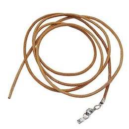 unbespielt Lederband Lederband Halskette für Anhänger Naturbraun Verschluss Karabinerverschluss Silberfarben Länge 1 m verkürzbar. Breite 2 mm