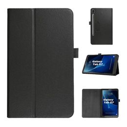 Wigento Tablet-Hülle Für Samsung Galaxy Tab S7 / S8 Schwarz Kunstleder Hülle Cover Tasche Case Neu