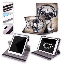 Wigento Tablet-Hülle Für Huawei MediaPad T5 10.1 Zoll 360 Grad Rotation Universell Motiv 5 Tablet Tasche Kunst Leder Hülle Etuis