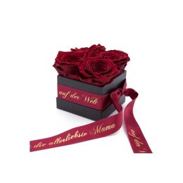 Kunstblume Allerliebste Mama auf der Welt Geschenk Rosenbox 4 konservierte Rosen Rose
