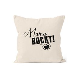MoonWorks Dekokissen Kissenbezug Mama rockt Geschenk für Mutter Muttertag 40x40 Baumwolle MoonWorks®