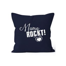 MoonWorks Dekokissen Kissenbezug Mama rockt Geschenk für Mutter Muttertag 40x40 Baumwolle MoonWorks®