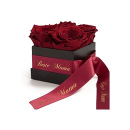 Kunstblume Beste Mama Infinity Rosenbox Rosen mit Duft echte konservierte Blumen Rose
