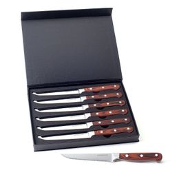 Hanseküche Steakmesser Steakmesser 6er Set – mit Holzgriff (Braun) (6 Stück)