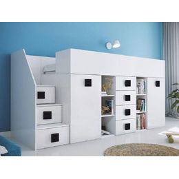 Feldmann-Wohnen Hochbett TOLEDO 3 (Etagenbett mit Schreibtisch + Kleiderschrank) Farbe wählbar