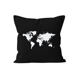 Autiga Dekokissen bedruckter Kissenbezug 40x40 Weltkarte World Map Kissen-Hülle Baumwolle Autiga®