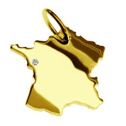 schmuckador Kettenanhänger Kettenanhänger in der Form von der Landkarte Frankreich mit Brillant 0