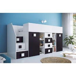 Feldmann-Wohnen Hochbett TOLEDO 3 (Etagenbett mit Schreibtisch + Kleiderschrank) Farbe wählbar