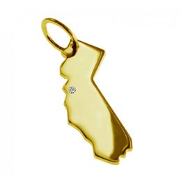 schmuckador Kettenanhänger Kettenanhänger in der Form von der Landkarte Kalifornien mit Brillant 0