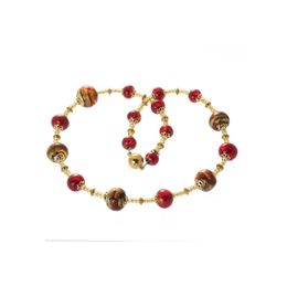Bella Carina Perlenkette Kette mit Murano Glas Perlen mit Goldfolie rot gold